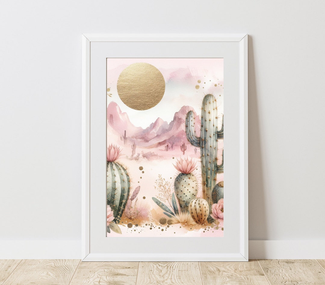Desert Wall Art, Watercolor Desert Art, Cactus Wall Art, Western Wall ...