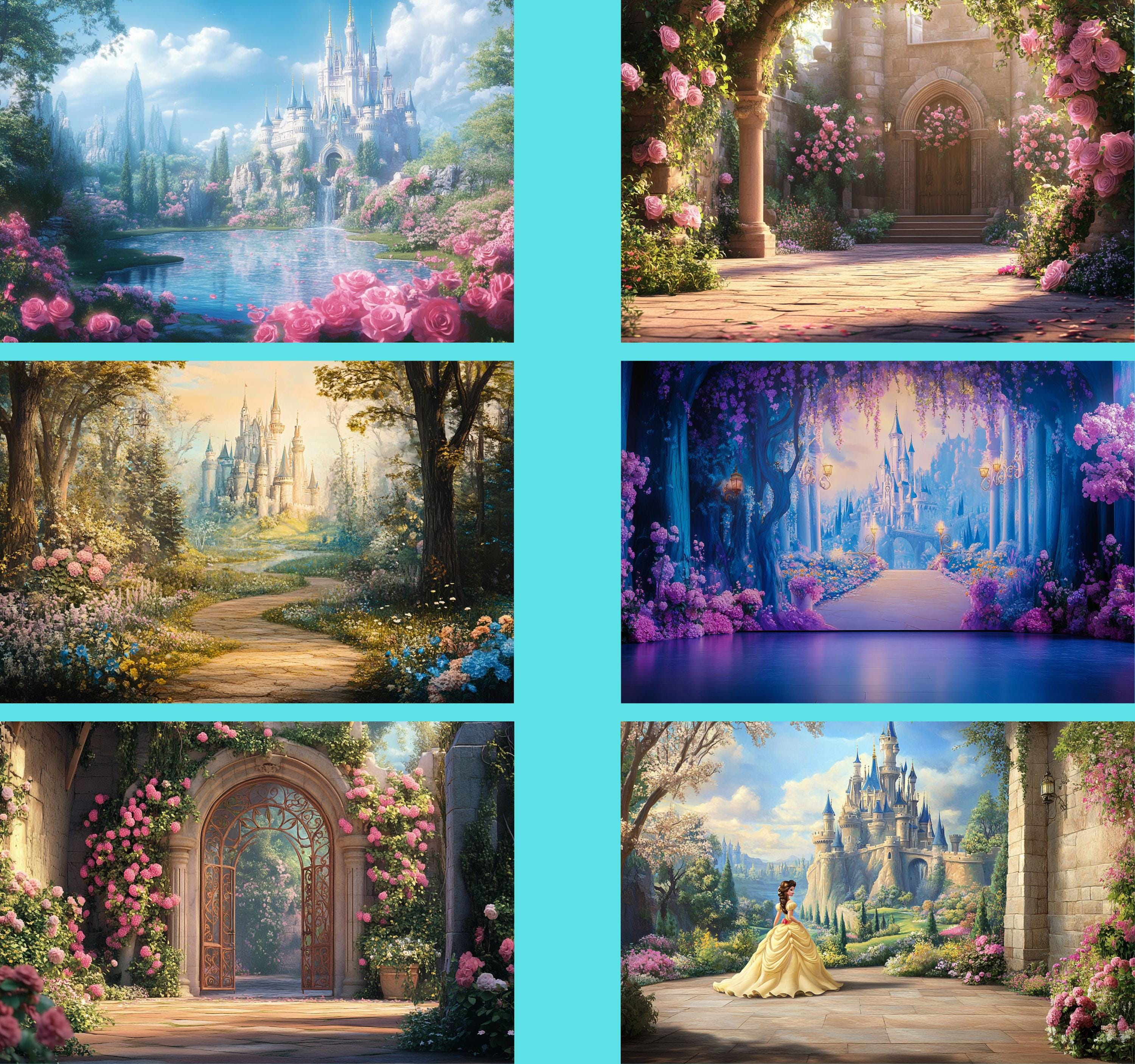 Princess Digital Backdrop, Princess Fairy Tale Digital Backdrop ...