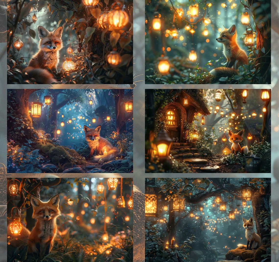 Fox Digital Background, Enchanted Forest Digital Backdrop, Fairy Forest ...