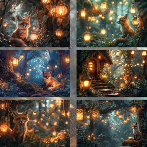 Fox Digital Background, Enchanted Forest Digital Backdrop, Fairy Forest ...