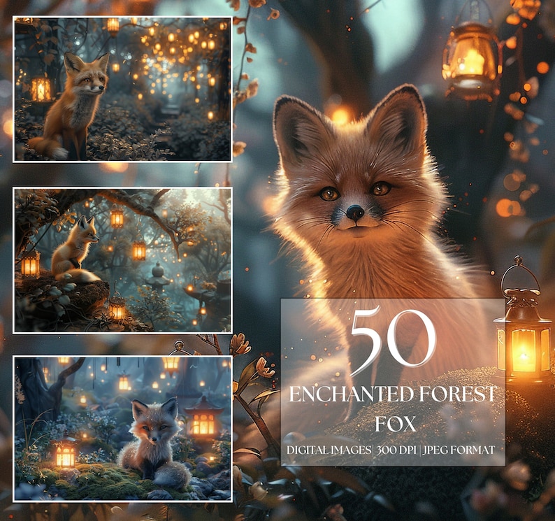 Fox Digital Background, Enchanted Forest Digital Backdrop, Fairy Forest ...