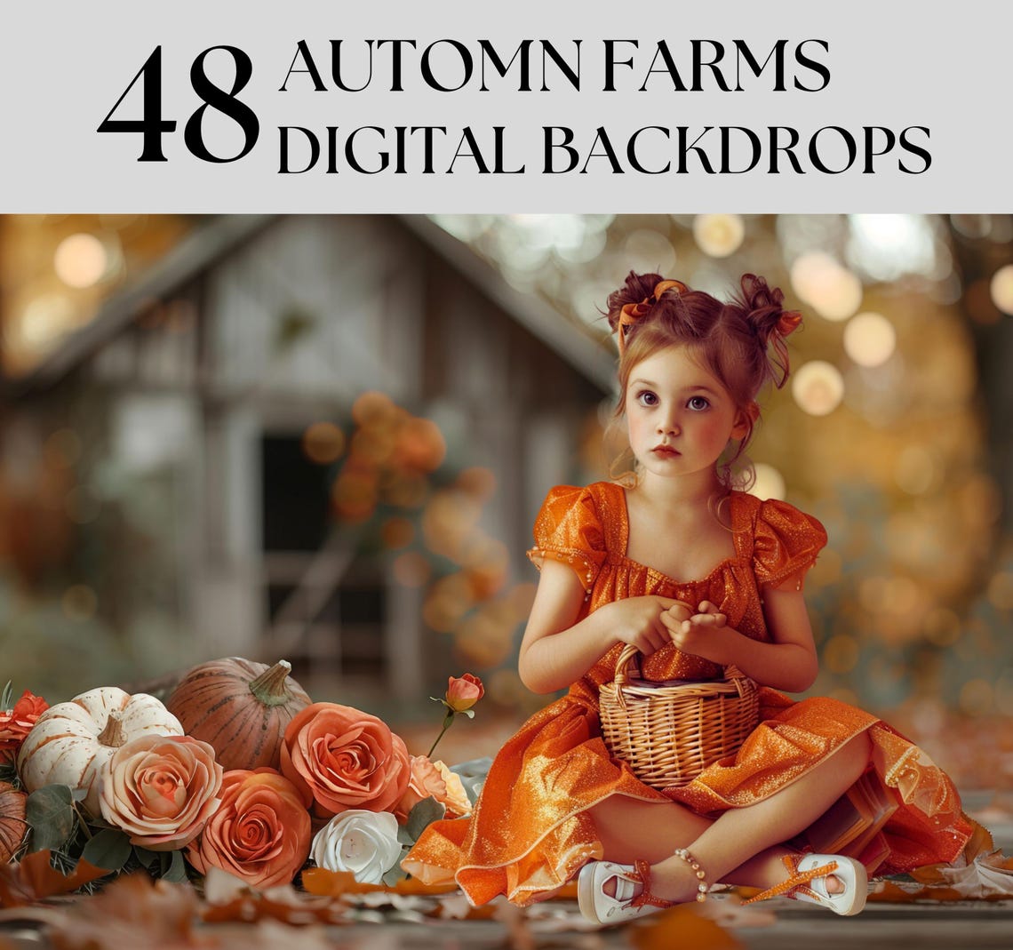 48 Fall Printable Backdrop for Photography Composites, Autumn Pumpkin ...
