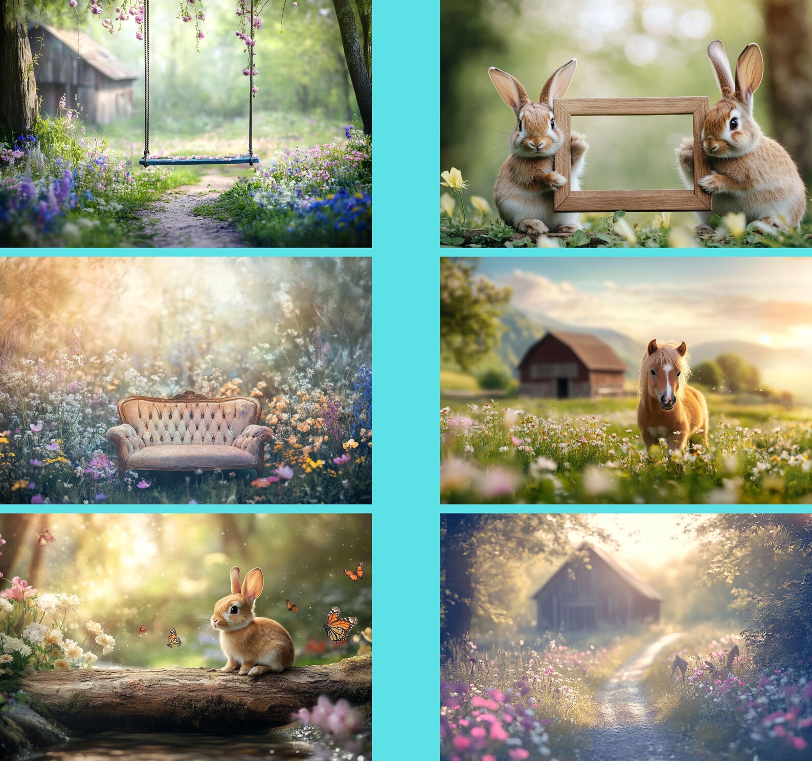 130 Spring Digital Backgrounds Photography, Easter Digital Backdrops ...
