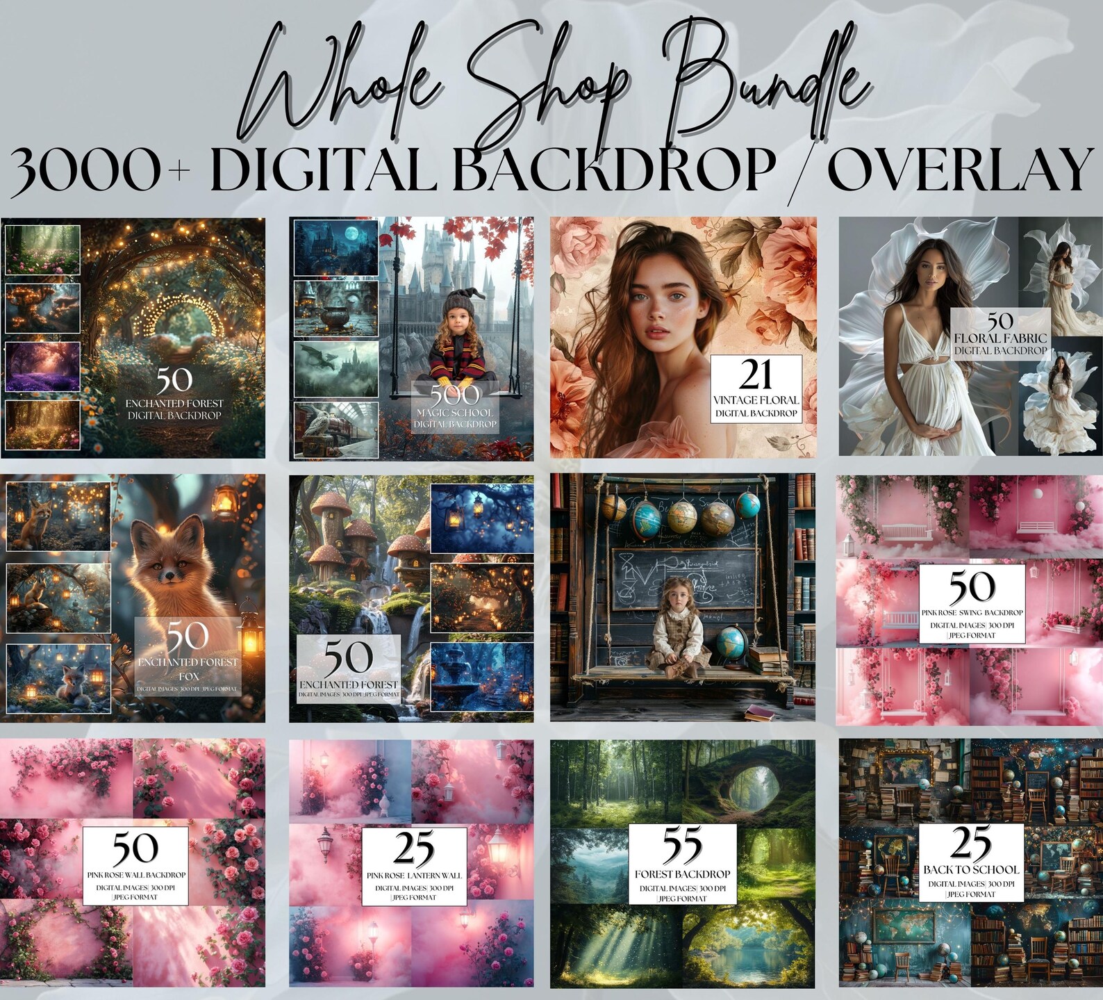 3000 BACKDROPS 50 BUNDLES Whole Store Mega Bundle Digital Backdrop ...