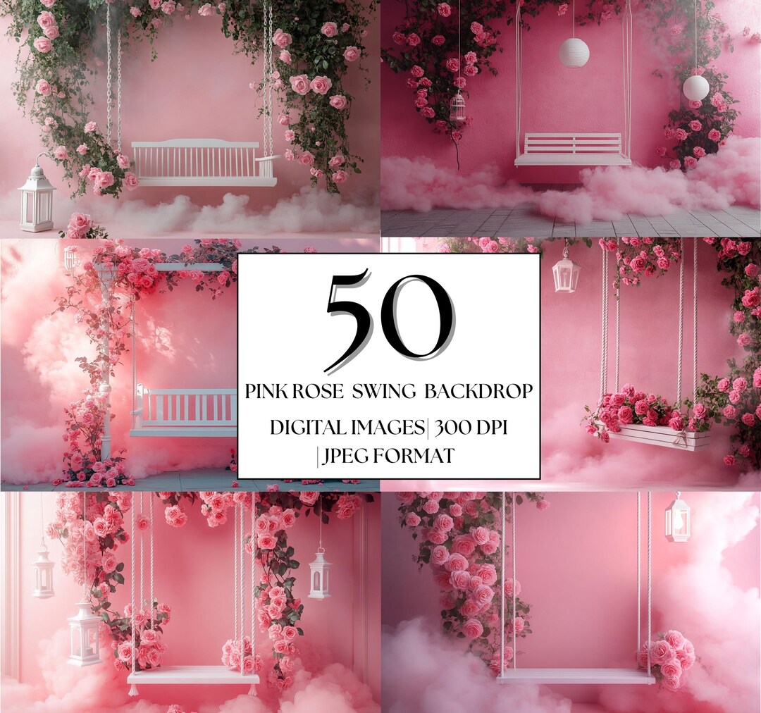 50 Pink Rose Swing Backdrops, Floral Backdrops, Floral Swing Studio ...