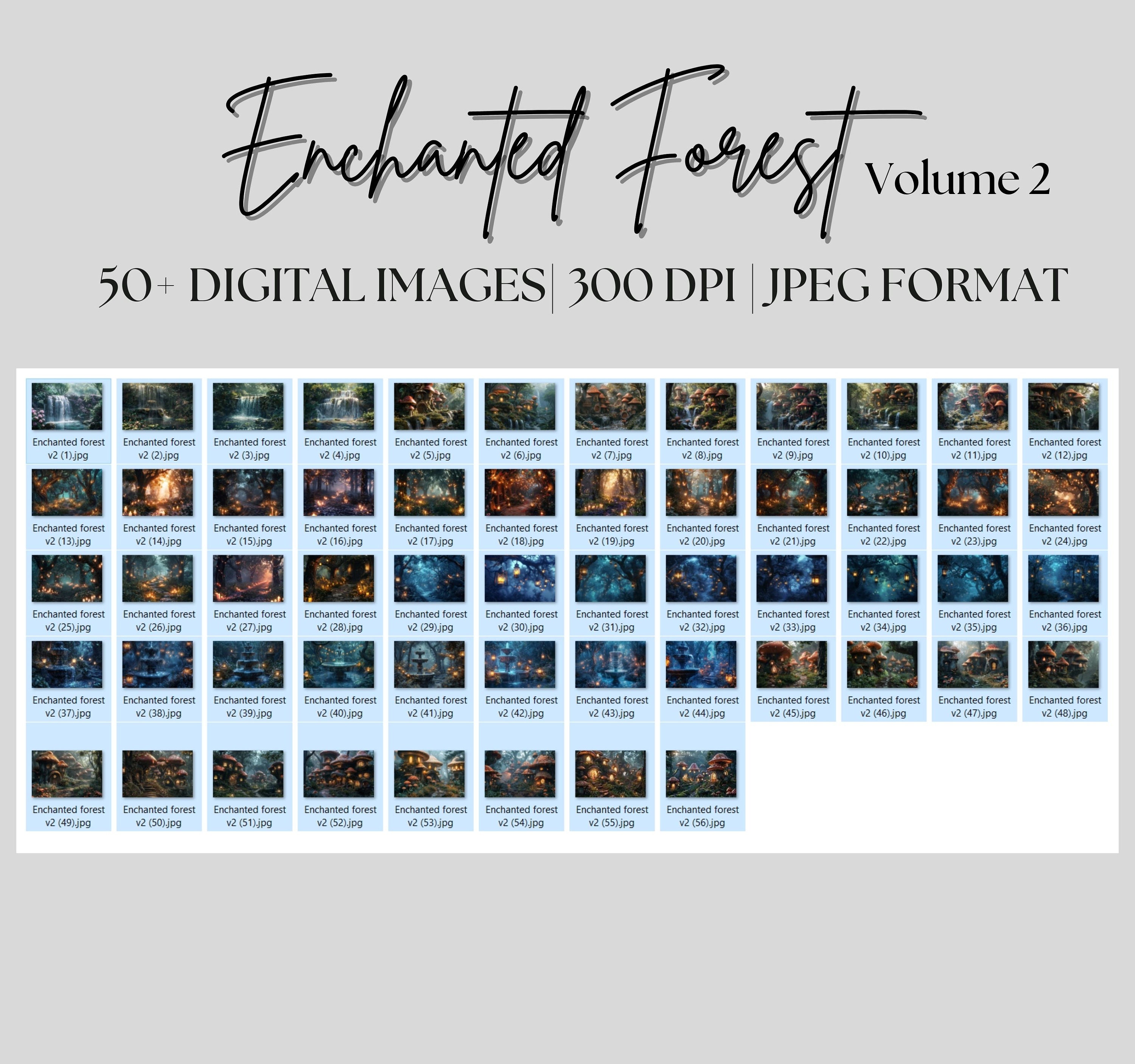 50 Enchanted Forest Digital Background, Mushroom Houses Digital ...