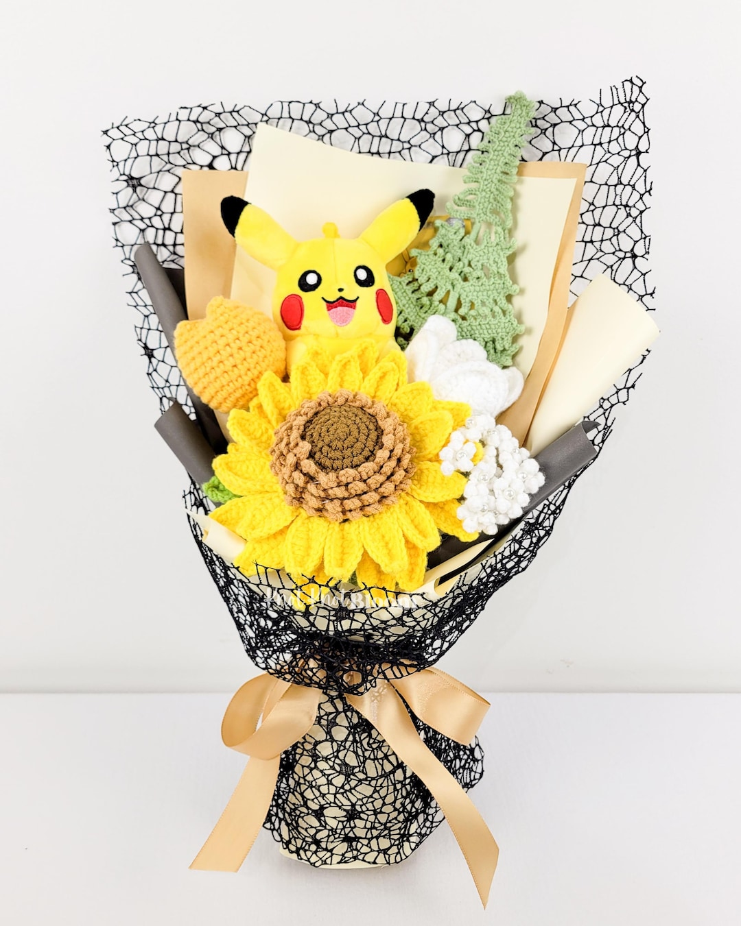 Yellow Theme Pika Plushie Crochet Sunflower Bouquet / Graduation Gift ...