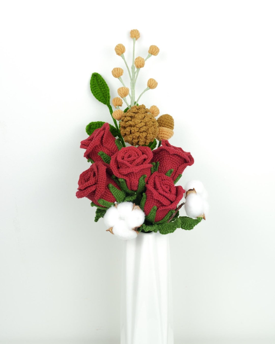 Beautiful Handmade Crochet Claret Rose Bouquet / Valentine's Gift ...