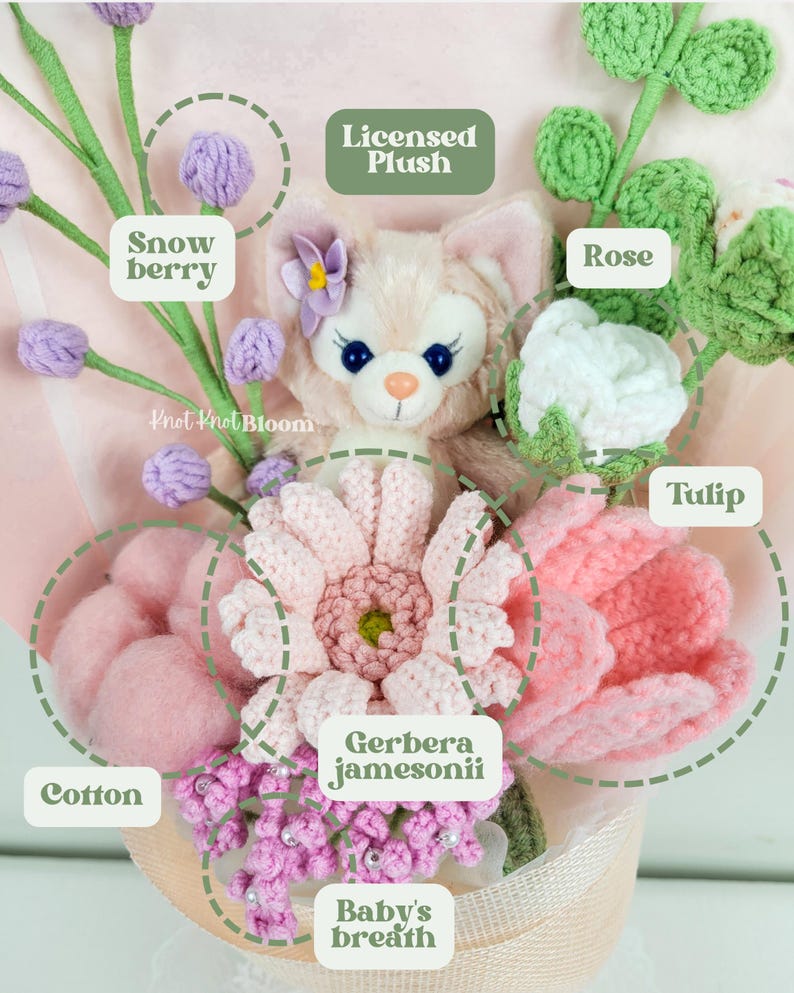 Linabell Plush With Crochet Flowers Bouquet / Graduation Gift ...