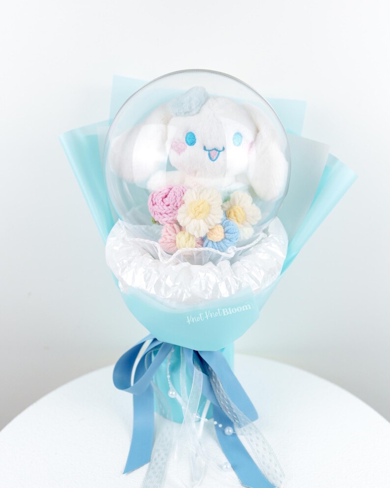 Sphere Shape Cinnomoroll Cinnamoroll Plushie Crochet Flower Bouquet ...
