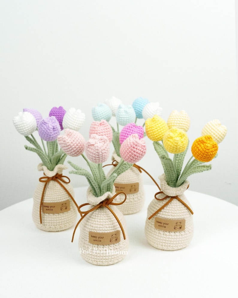 Beautiful Handmade Crochet Tulips in Pot / Teacher's Gift / Graduation ...