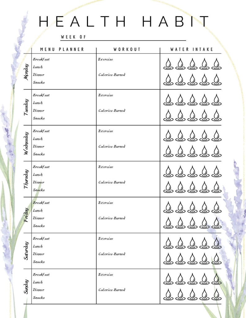 Healthy Habits Tracker - Etsy