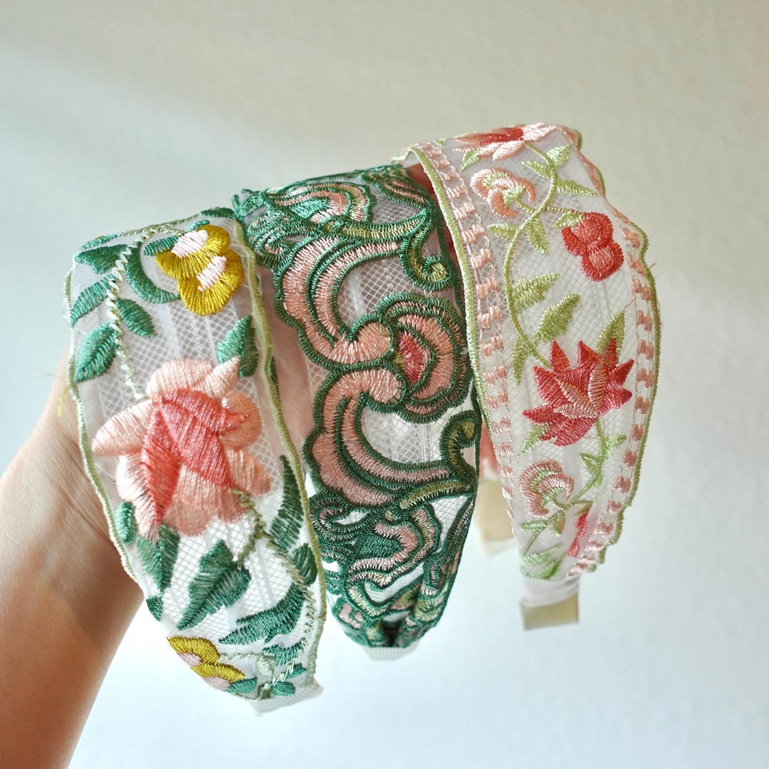 Elegant Floral Embroidered Headbands| Cute Flower Headband| Boho Chic ...