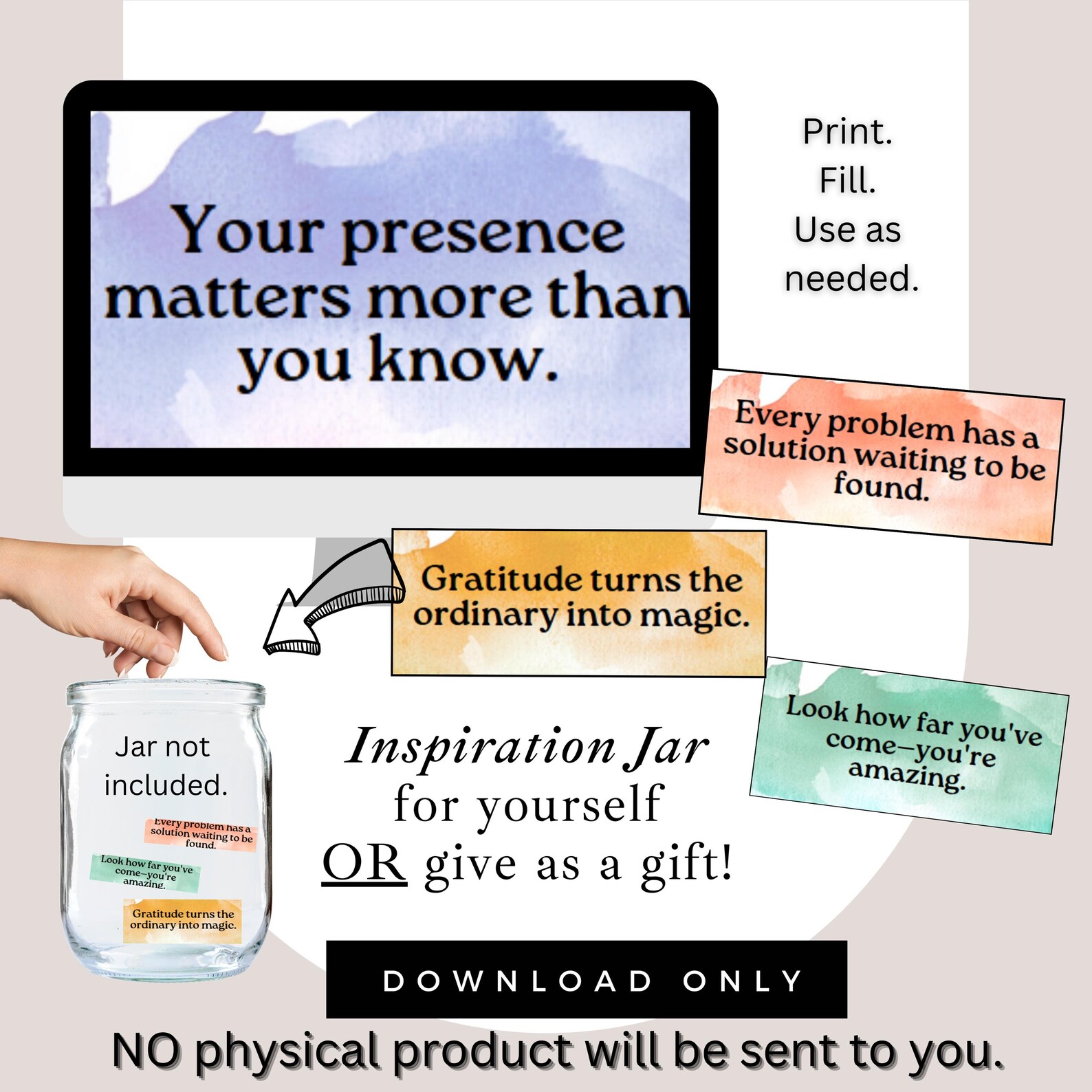 Inspirational Set of Quotes for a Jar / Color-coded Quotes by Emotion ...