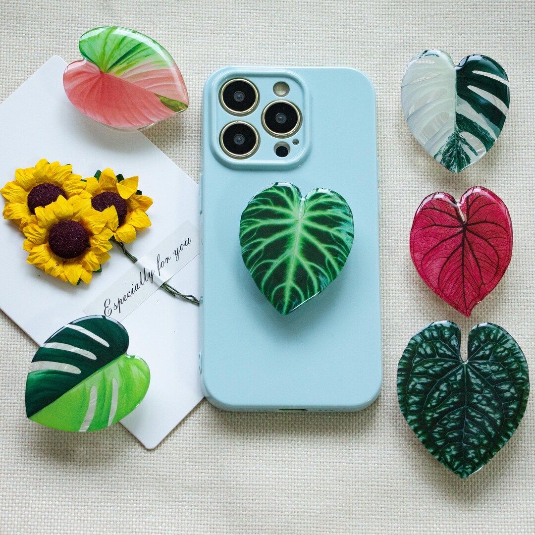 Monstera Leaf Handmade Phone Grip, Magnetic Plant Phone Base, Green ...