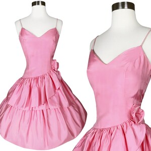 Vintage 80s Light Pink Spaghetti Strap Full Skirt Prom Party Dress XS ...