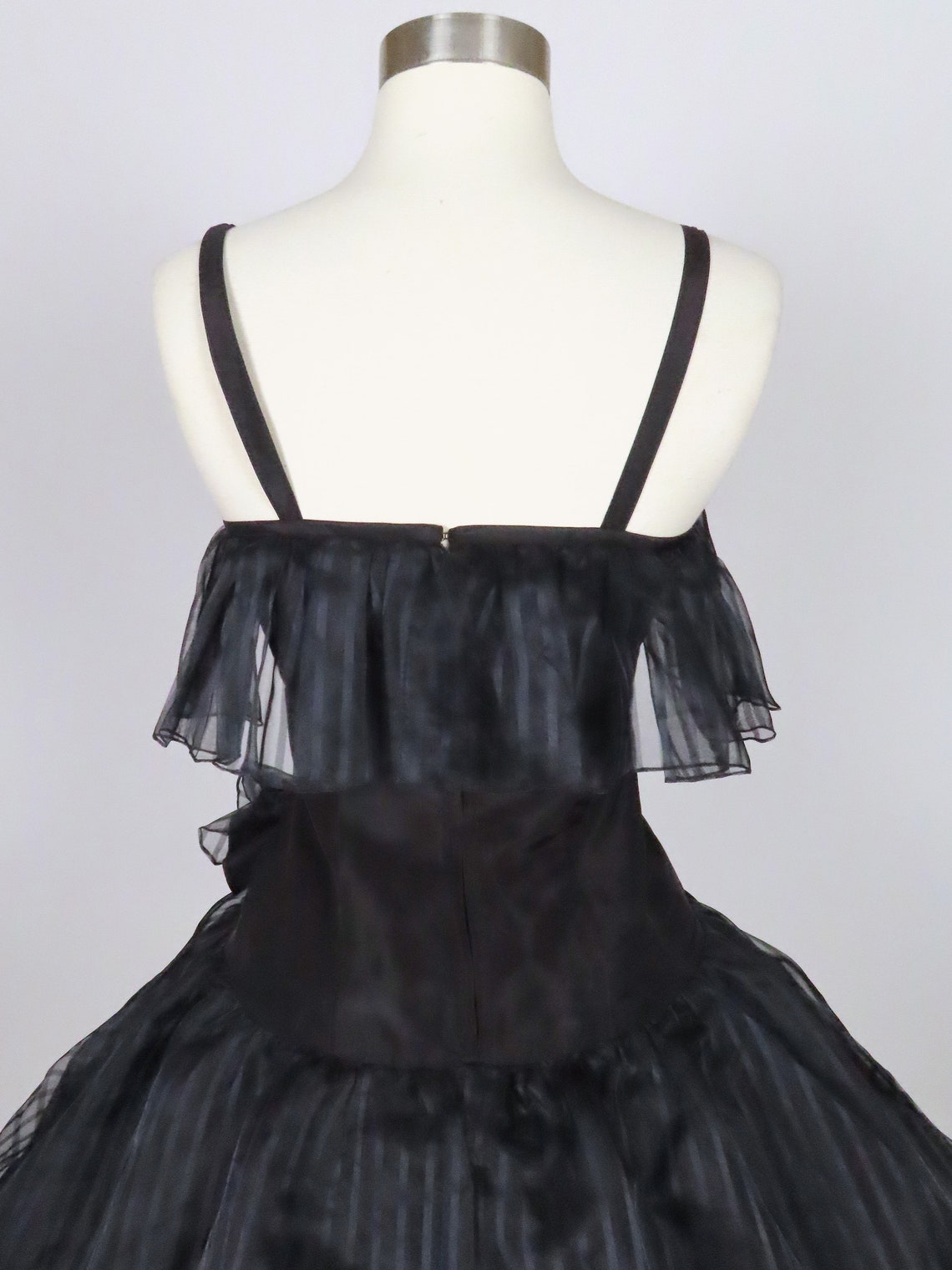 Vintage 80s Black Stripe RUFFLE Full Skirt Prom Party Dress S - Etsy