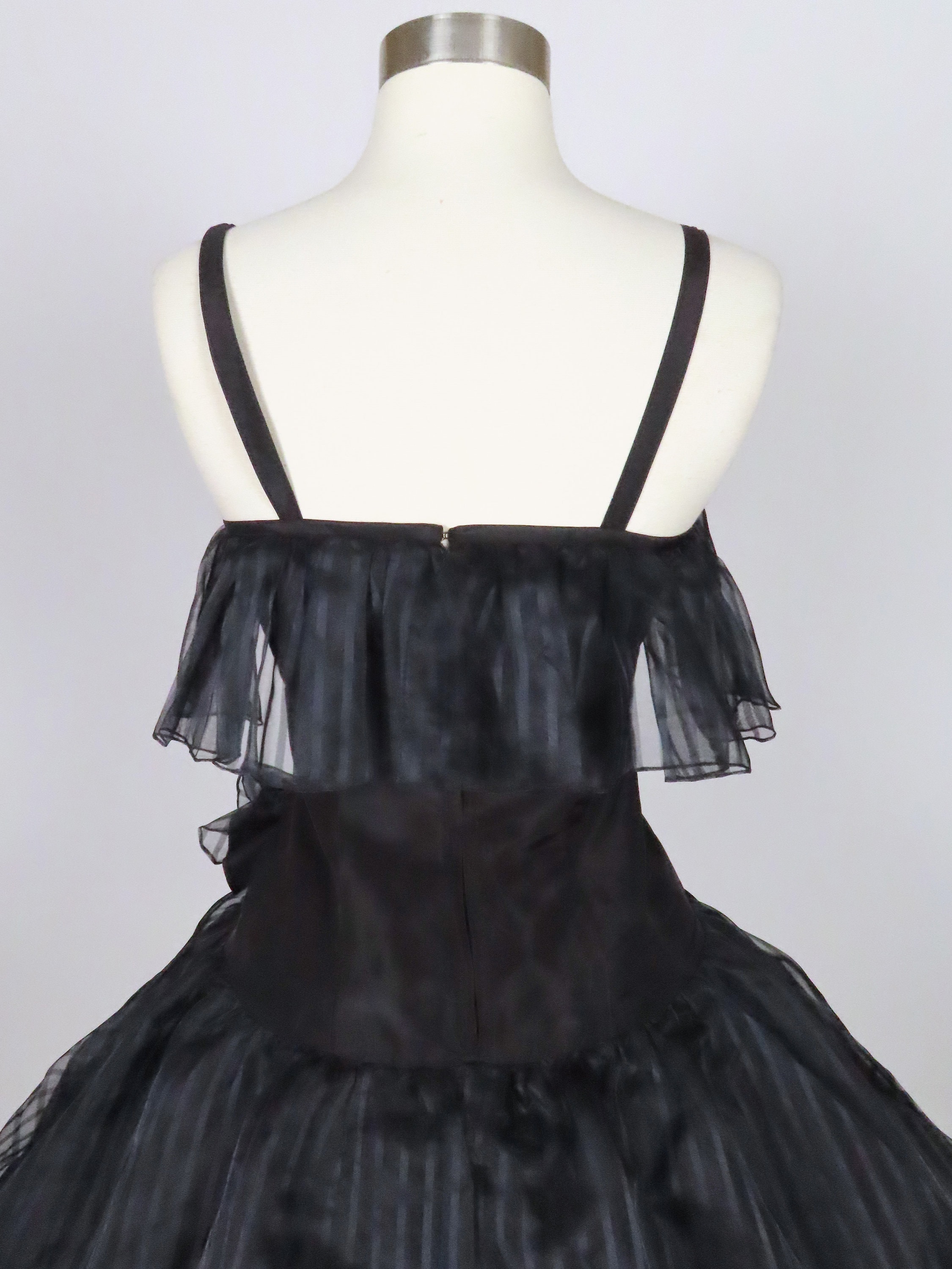 Vintage 80s Black Stripe RUFFLE Full Skirt Prom Party Dress S - Etsy