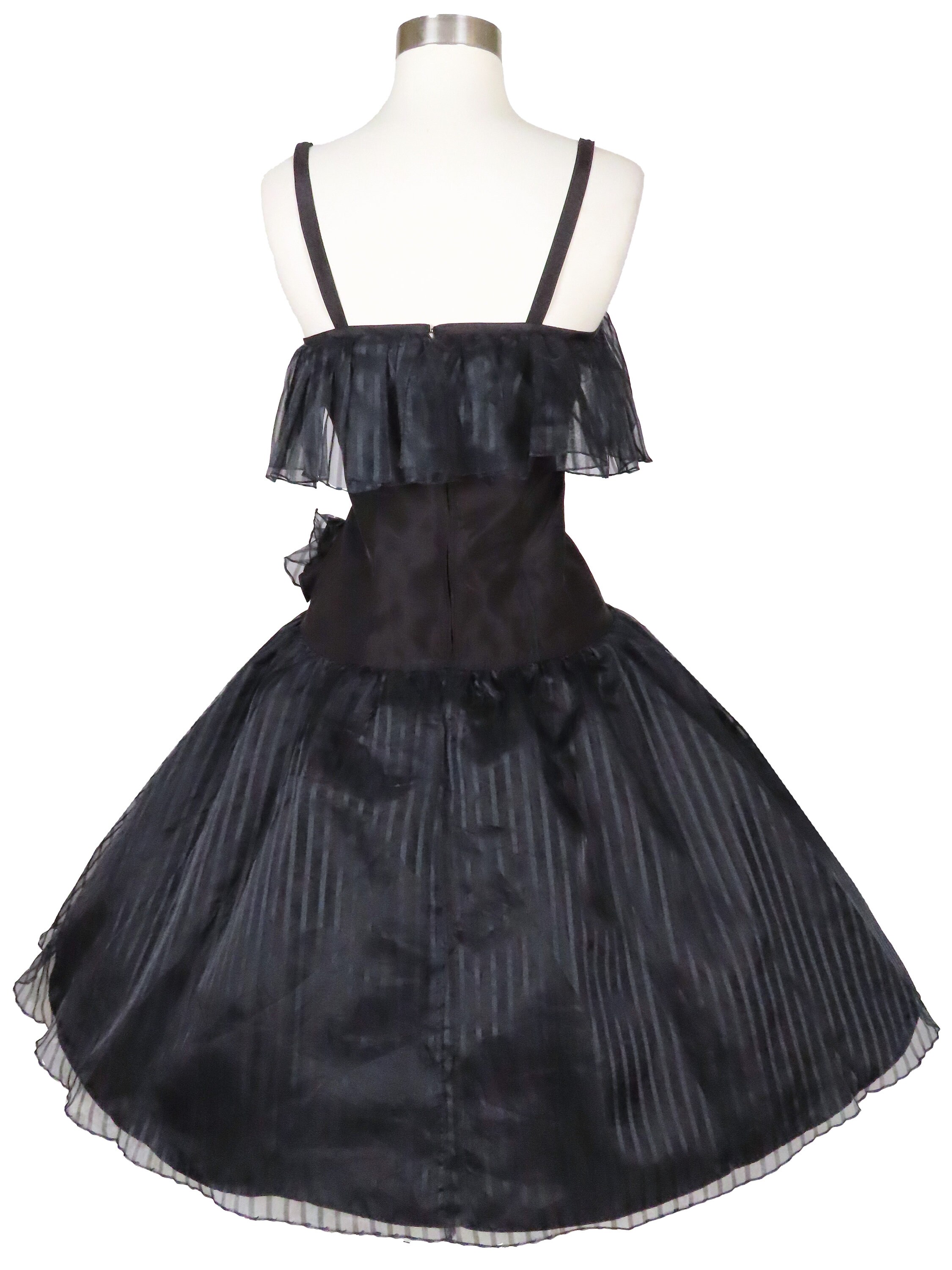 Vintage 80s Black Stripe RUFFLE Full Skirt Prom Party Dress S - Etsy