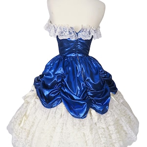 Vintage 80s Prom Dress XXS Party Strapless Blue Metallic Lamé Foil ...