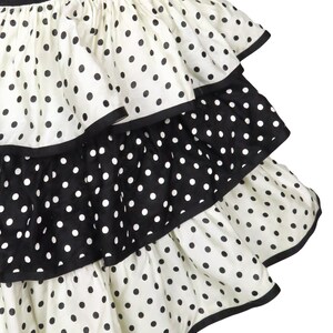Vintage 80s Black White Strapless Polka Dot Tiered Full Skirt Prom ...