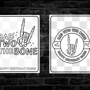 Personalized Bad Two the Bone Birthday Coloring Pages (PDF Pattern) - Etsy