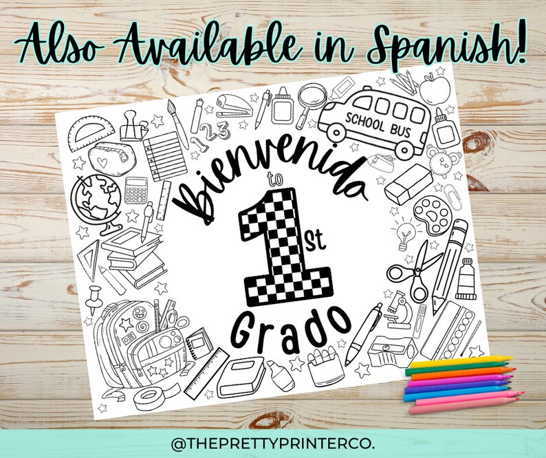 Back to School Coloring Page, Customized With Any Grade, Back to School ...