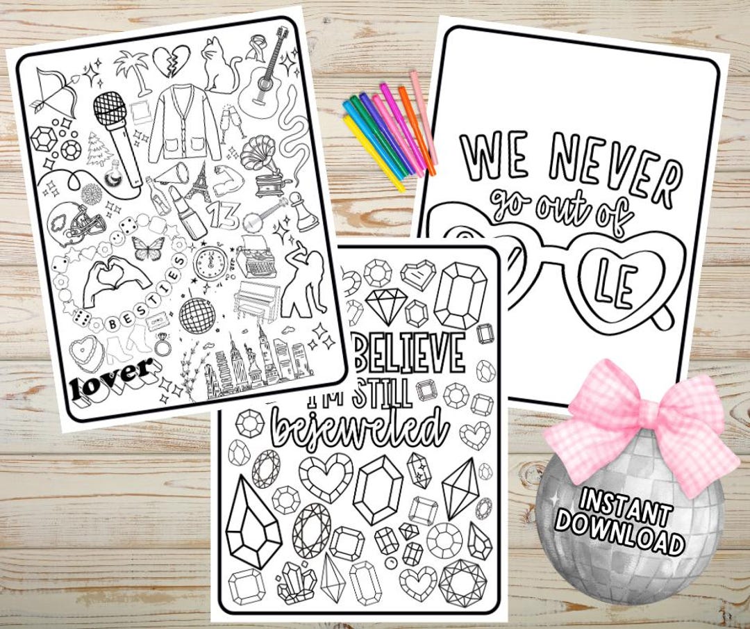 Taylor Swift Coloring Pages, Swiftie Coloring Sheets, Kid's Coloring ...
