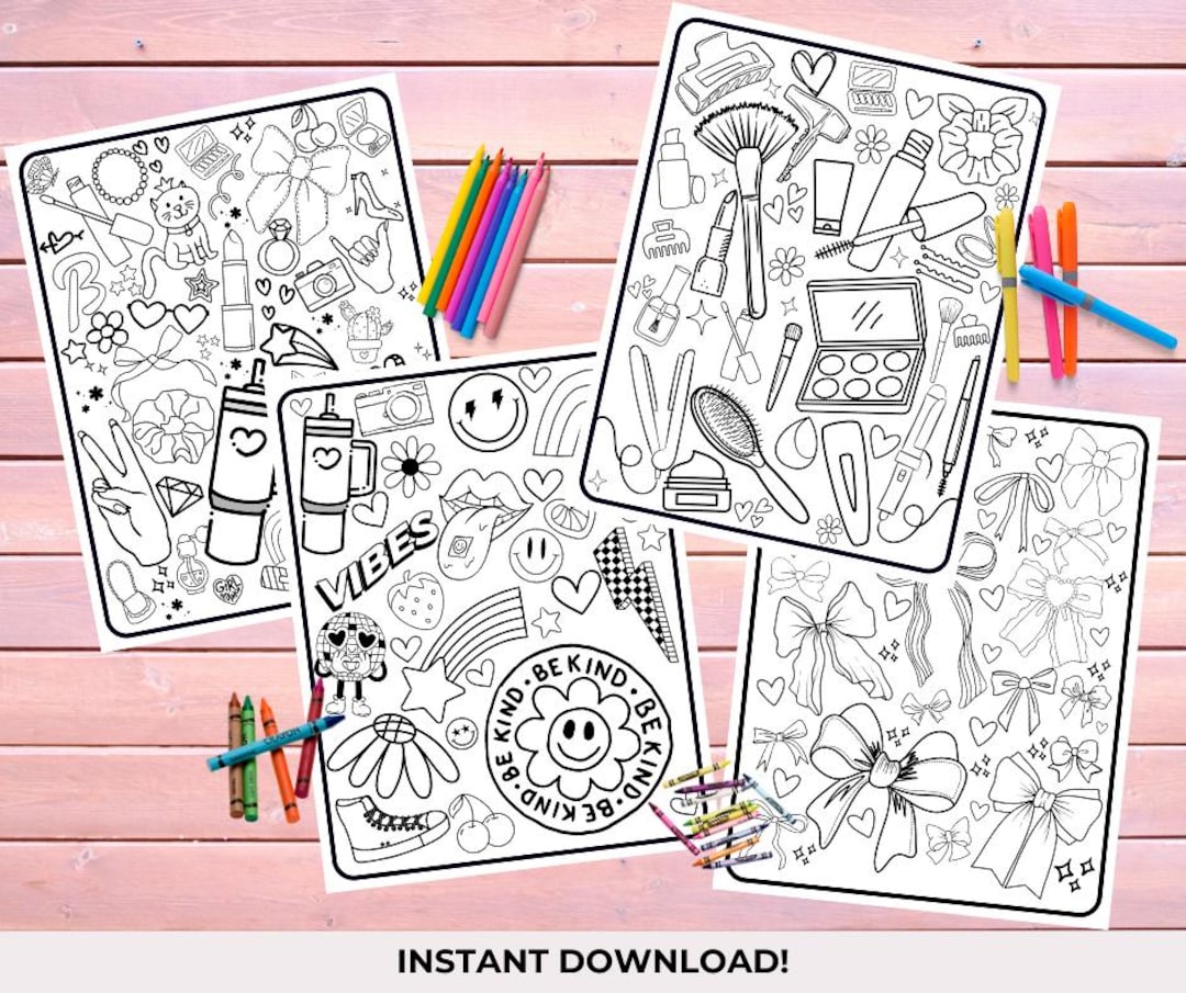 Girly Vibes Coloring Pages, Instant Download, Coloring Pages for Girls ...