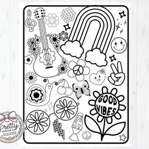 Personalized Groovy Vibes Coloring Pages: Retro Kid's Activity (PDF) - Etsy