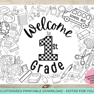 Back to School Coloring Page, Customized With Any Grade, Back to School ...