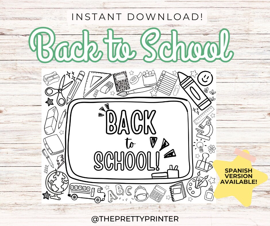 Back to School Coloring Page, Student Activity Page, First Day of ...
