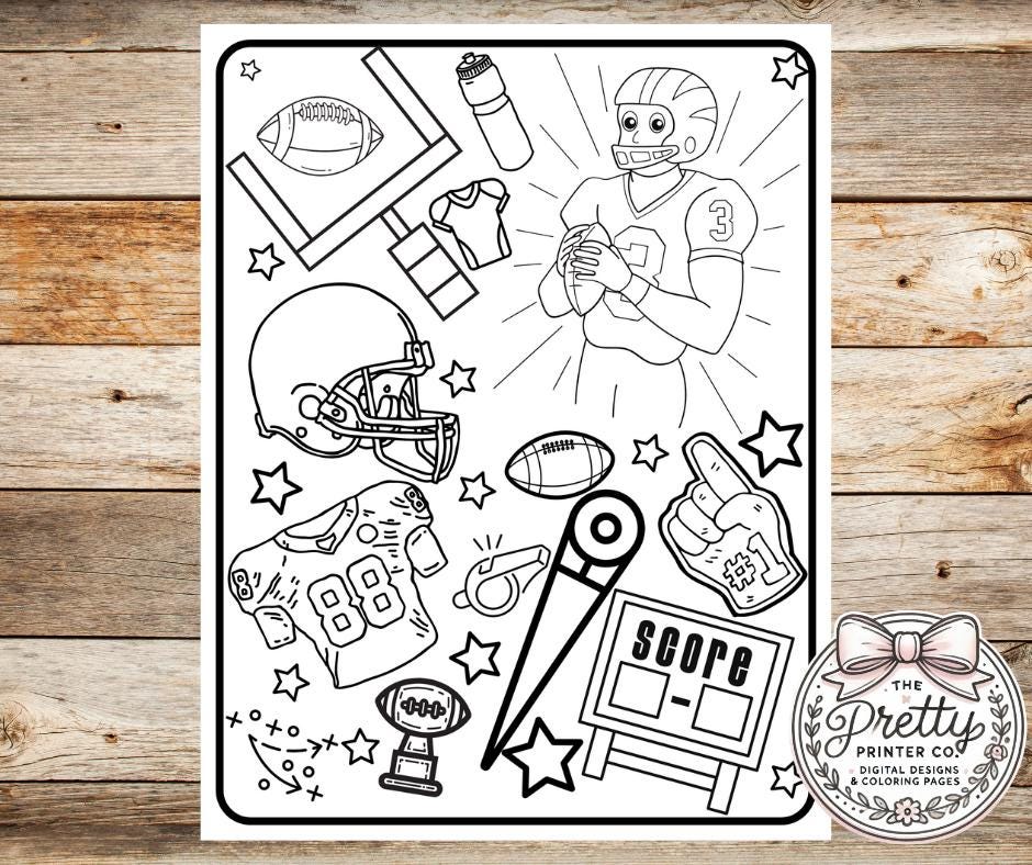 Sports Coloring Pages: Baseball, Soccer, Football (PDF Download) - Etsy