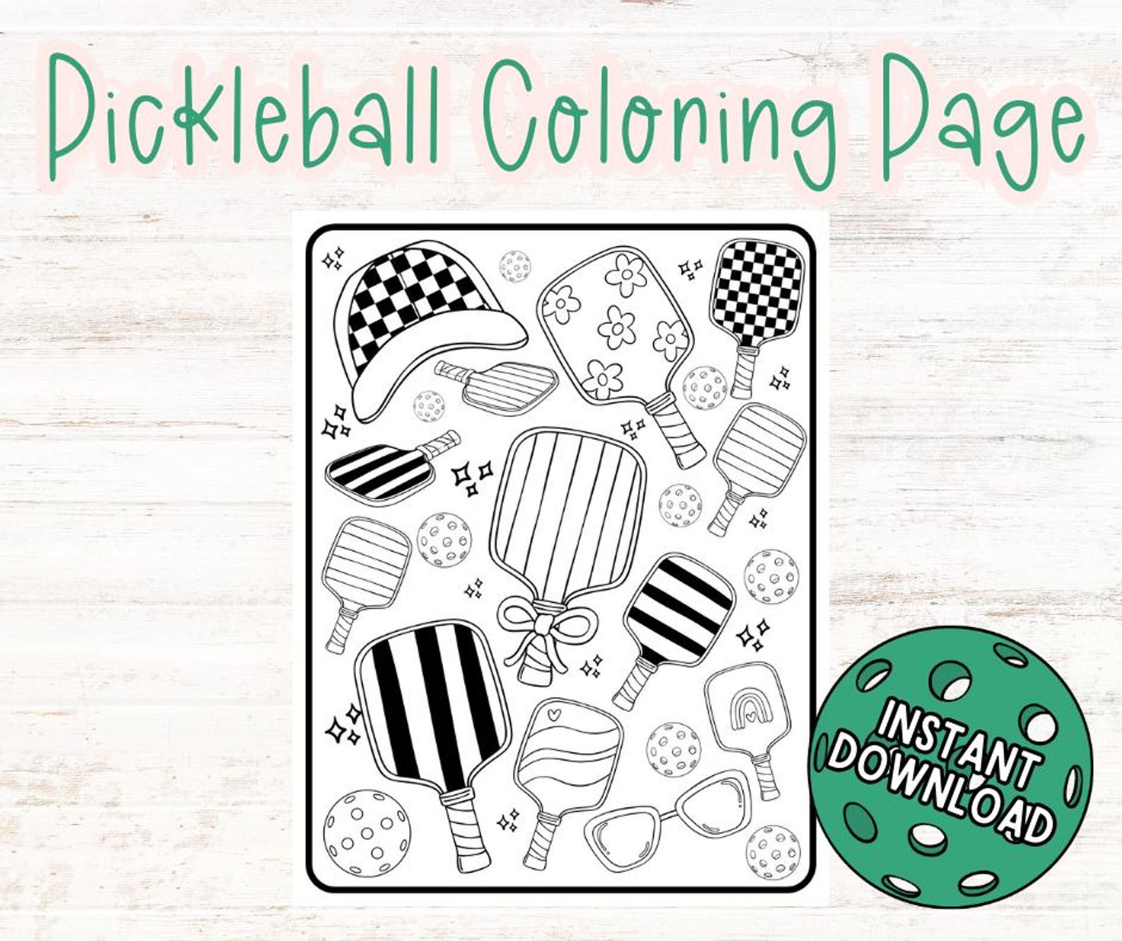 Preppy Pickleball Coloring Page, Instant Download, Kid's Coloring ...
