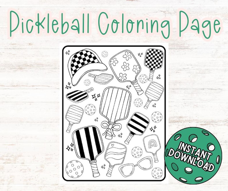 Preppy Pickleball Coloring Page, Instant Download, Kid's Coloring ...