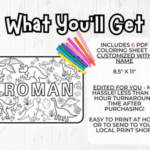 Dinosaur Coloring Pages, Personalized Coloring Pages, Dinosaur Theme ...