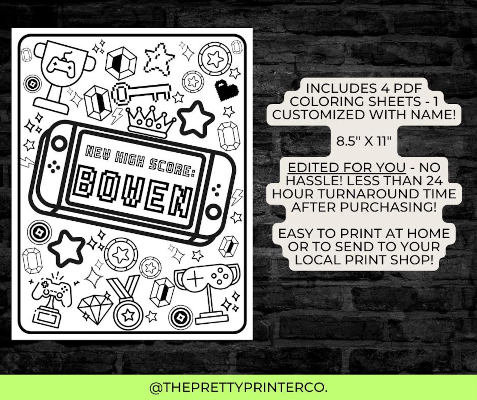 Gamer Personalized Coloring Sheets, Coloring Pages, Kid's Coloring ...