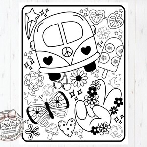 Groovy Vibes Coloring Pages, Personalized Coloring Pages, Groovy, Retro ...