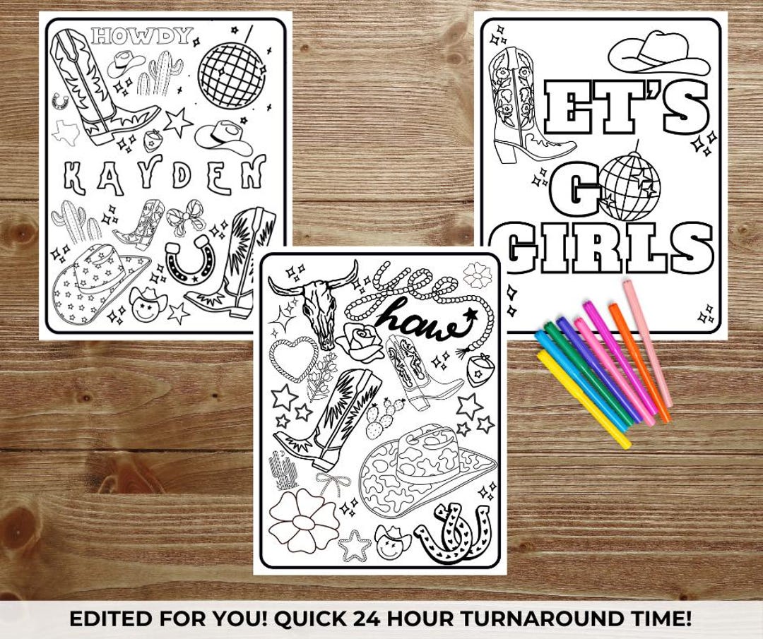 Personalized Disco Cowgirl Coloring Pages (digital Download) - Etsy