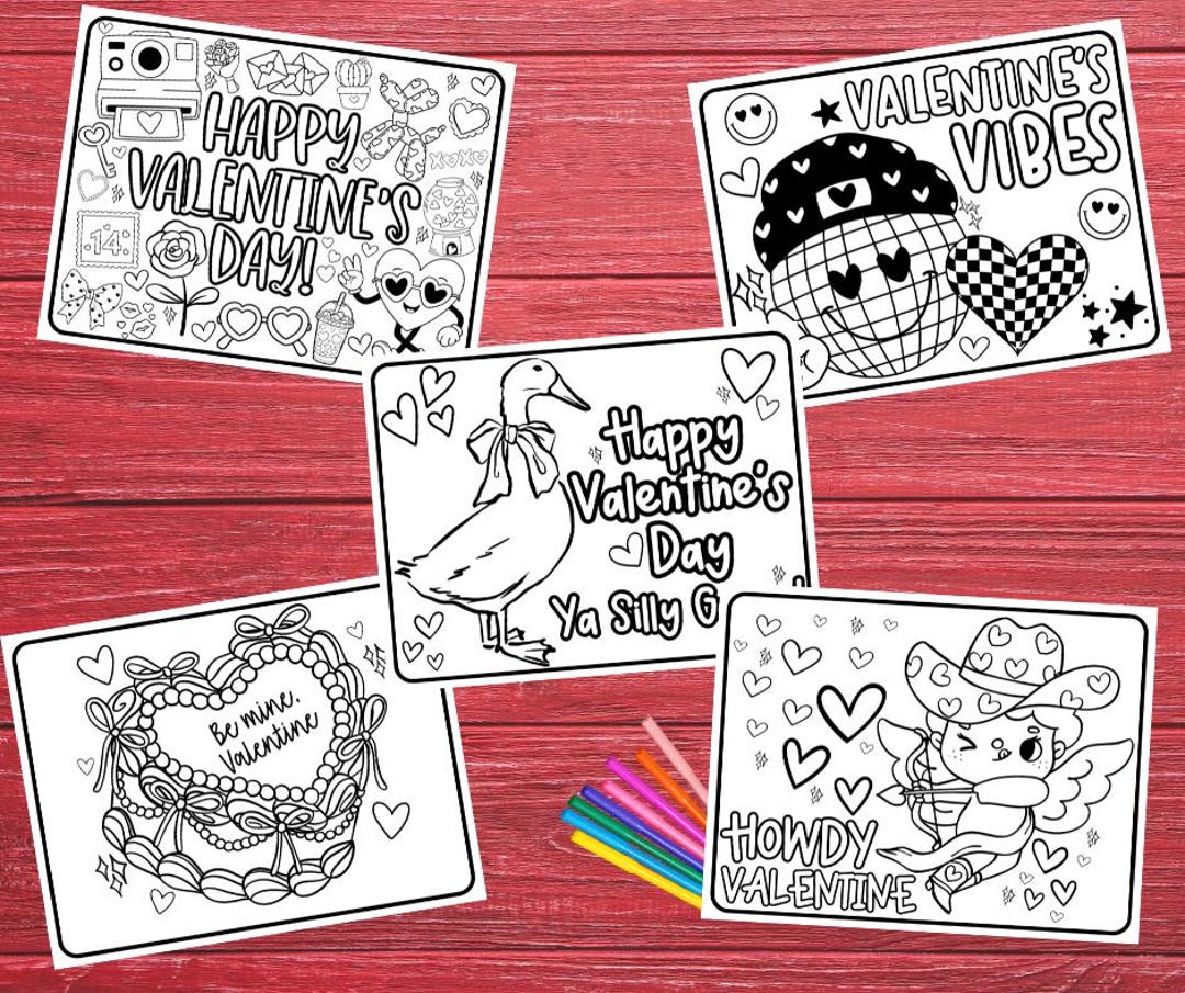 Valentine's Day Coloring Pages: Kids' Activity Variety (instant ...