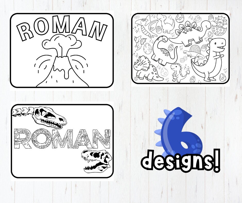 Dinosaur Coloring Pages, Personalized Coloring Pages, Dinosaur Theme ...