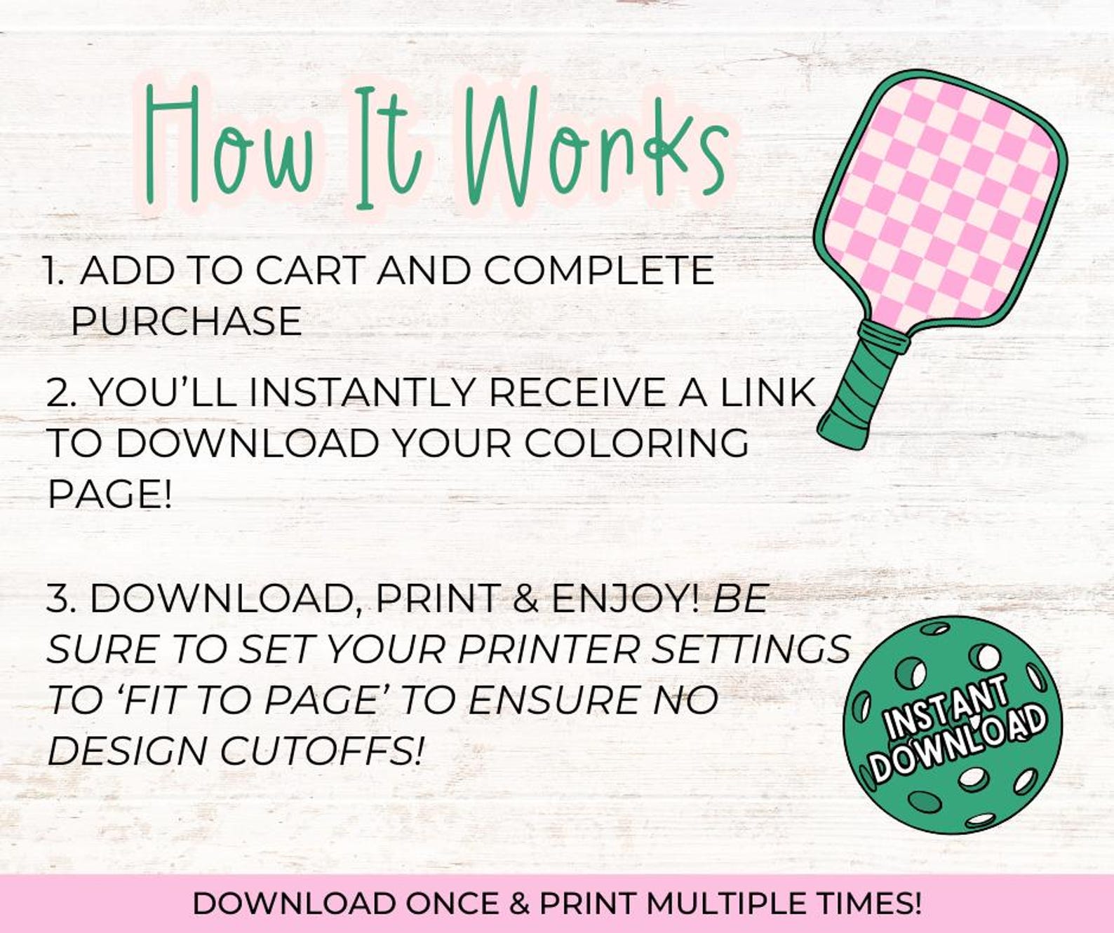 Preppy Pickleball Coloring Page, Instant Download, Kid's Coloring ...