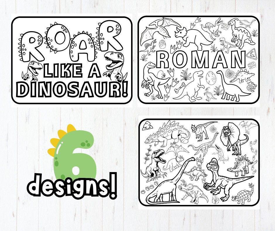 Dinosaur Coloring Pages, Personalized Coloring Pages, Dinosaur Theme ...