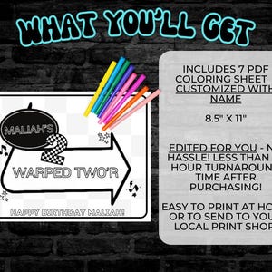 Personalized Warped Two'r Birthday Coloring Pages (digital Download) - Etsy
