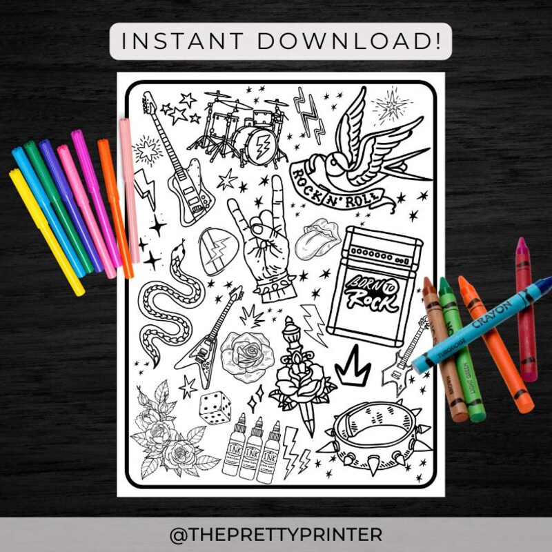 Coloring Rock and Roll - Etsy UK