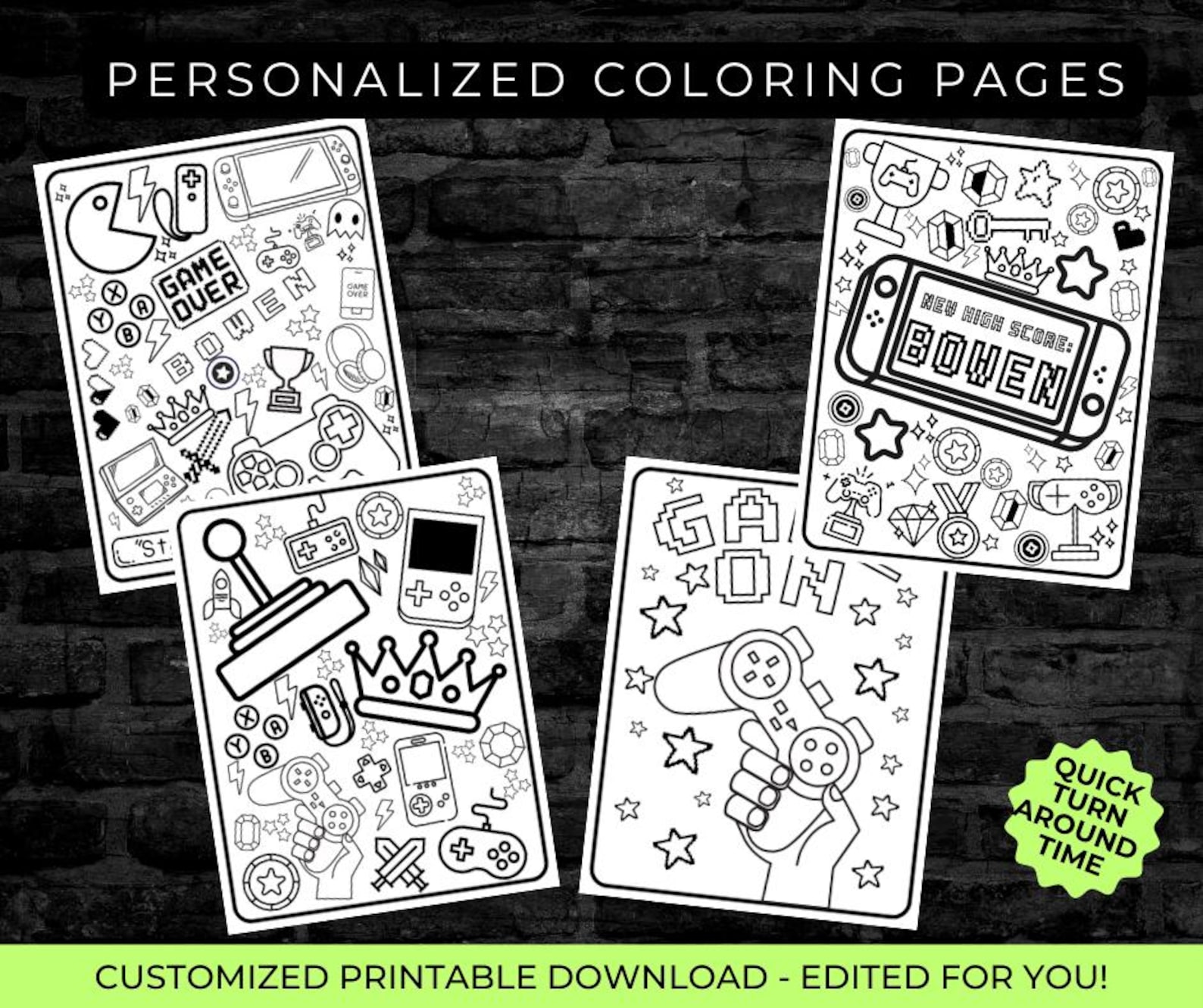 Gamer Personalized Coloring Sheets, Coloring Pages, Kid's Coloring ...
