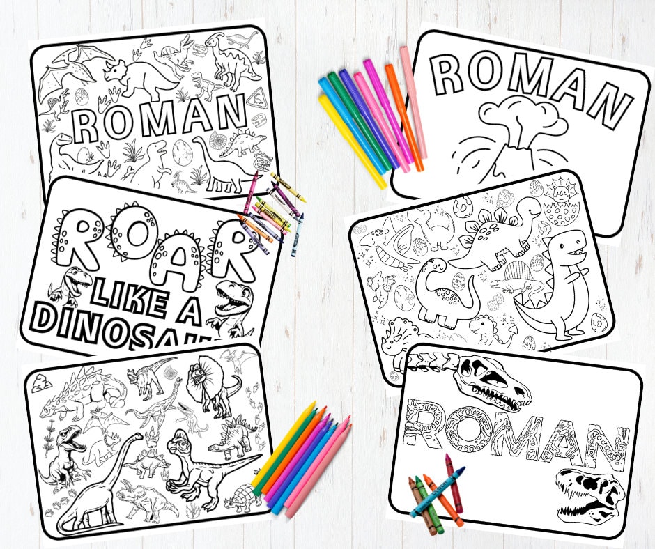 Dinosaur Coloring Pages, Personalized Coloring Pages, Dinosaur Theme ...