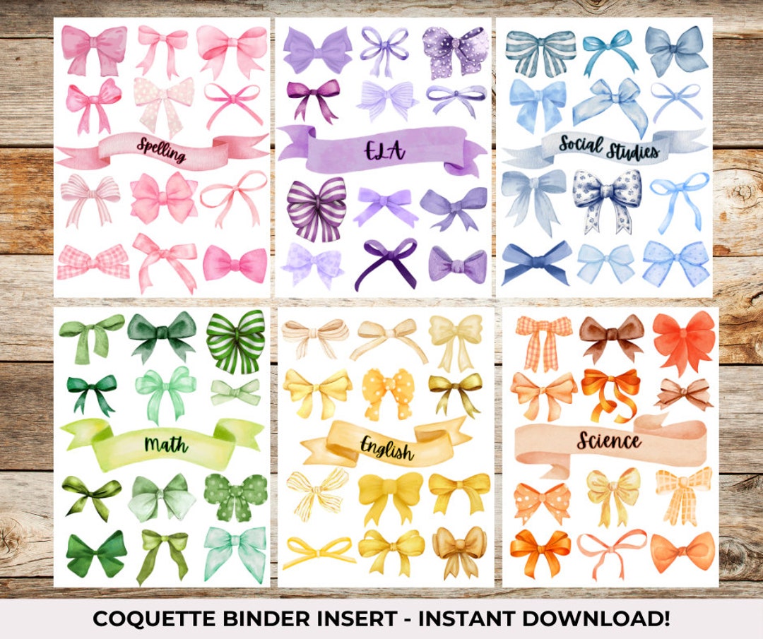 Coquette Binder Inserts, Bow, Coquette, Coquette School Aesthetic ...