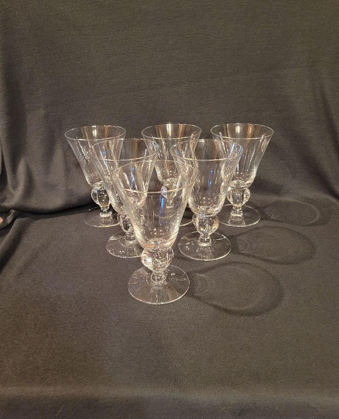 Vintage Set of 6 Seneca Ingrid Crystal Glass Stemmed Water / Wine ...