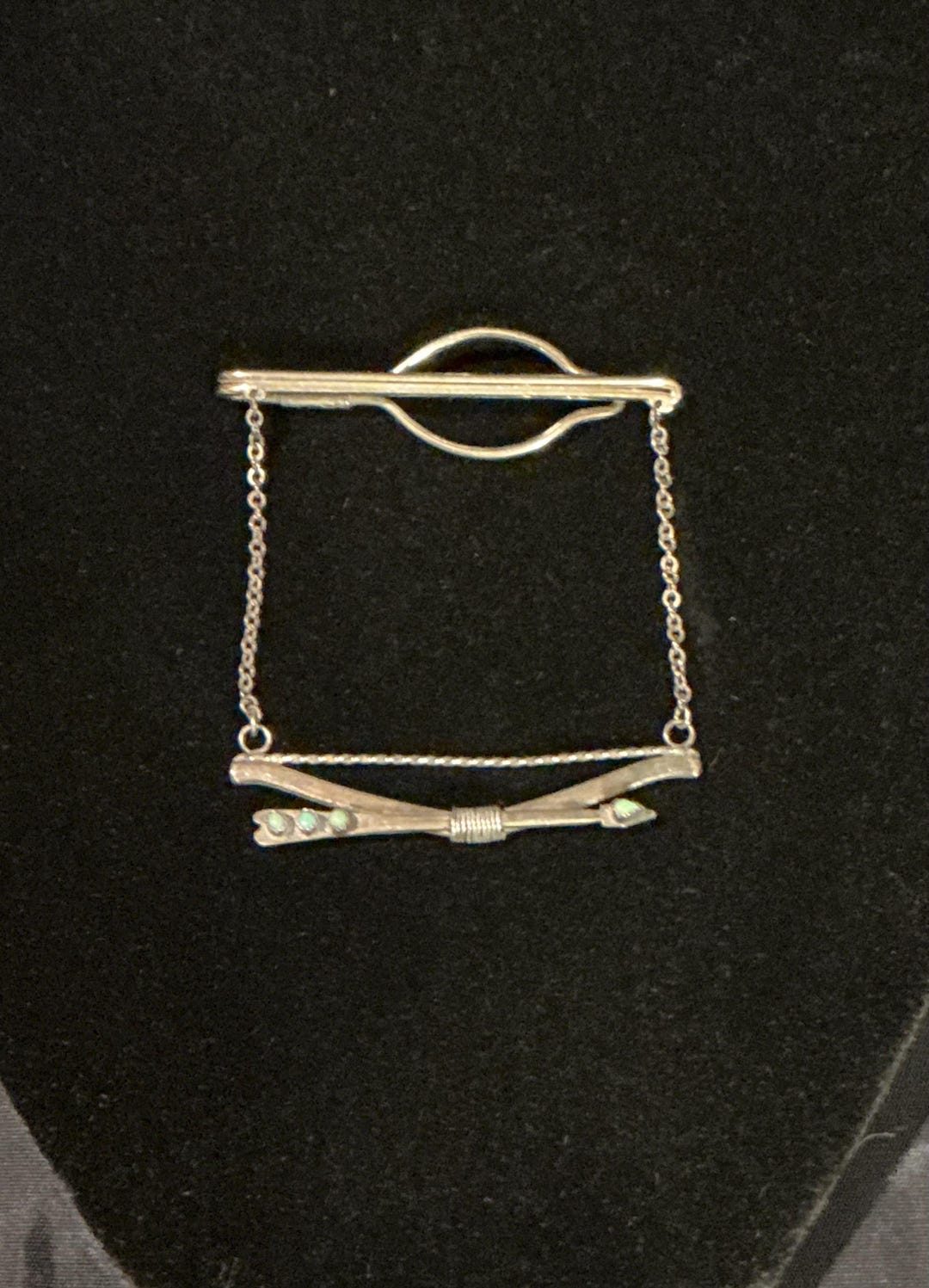 Vintage 1940s Sterling Silver Turquoise Bow Arrow Tie Bar, Native ...